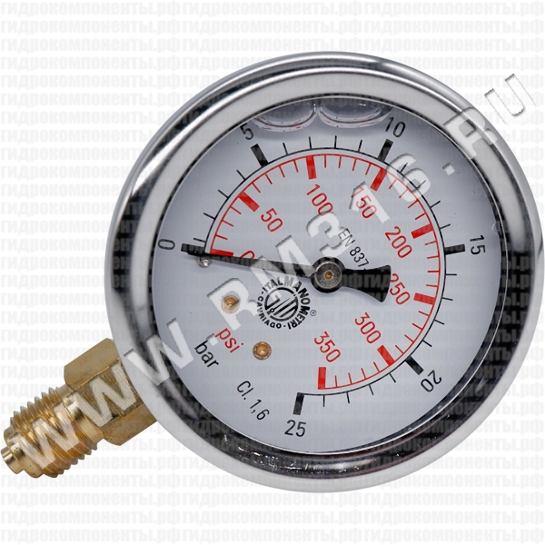 MGR-25-BAR/PSI-A (M635RL025) МАНОМЕТР ГИДРАВЛИЧЕСКИЙ 63 ММ, 0 - 25 БАР ...